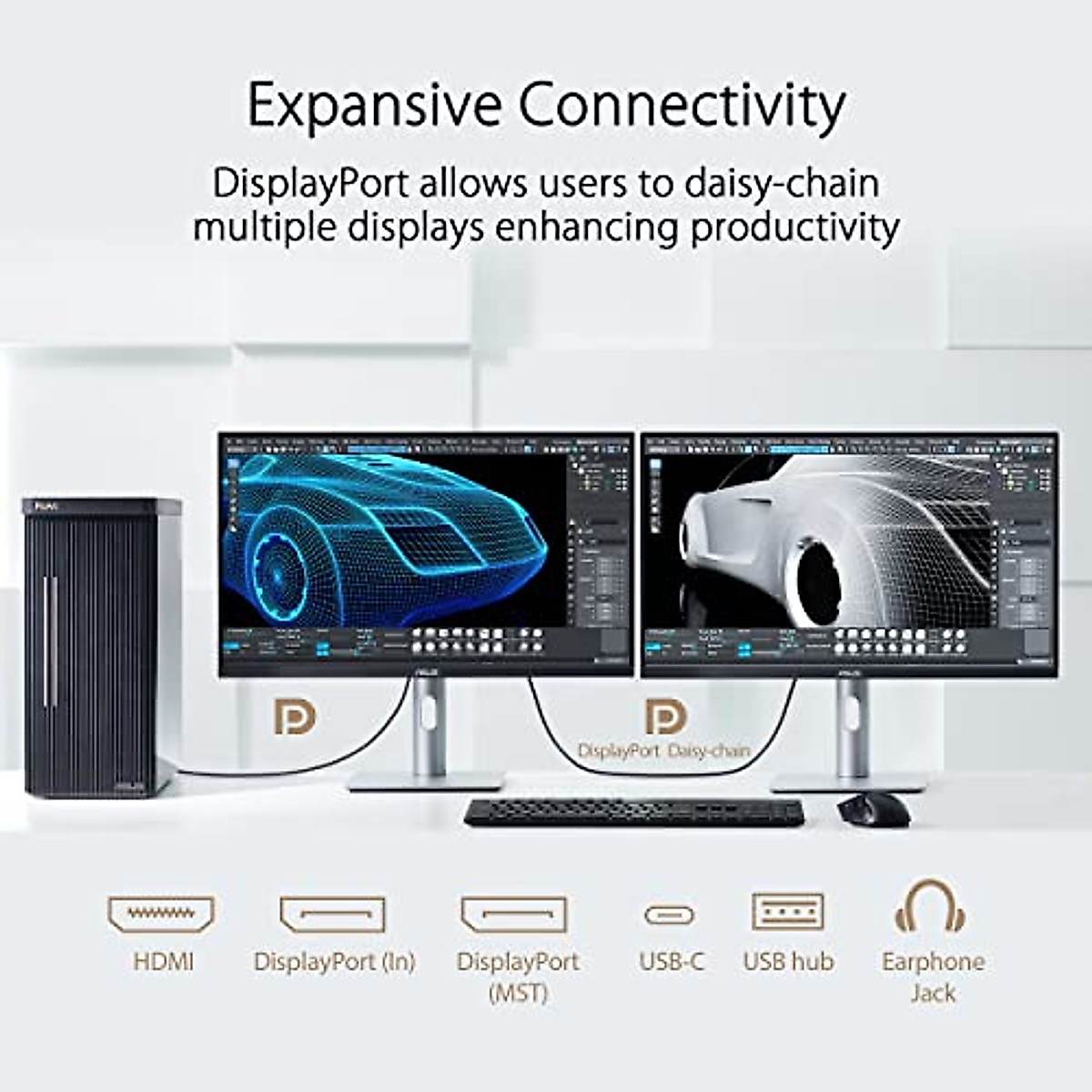 ASUS ProArt Display 27” 4K HDR Professional Monitor (PA279CRV) - IPS, UHD (3840 x 2160), 99% DCI-P3/Adobe RGB, ΔE < 2, Calman Verified, USB-C PD 96W, DisplayPort, Daisy-Chain, Height Adjustable