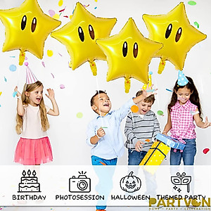 12 Pieces Foil Star Balloons, 18 inches Video Game Star Balloons for Video Game Theme Party Decorations Baby Shower, Birthday Party Decorations