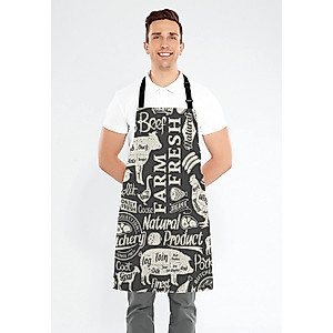 Lefolen Butcher Butchery Animal Adjustable Bib Apron Kitchen Cooking Baking Gardening Apron for Women Men