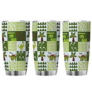 Tumbler Cartoon Dinosaur Tree Stainless Steel Coffee Travel Mug With Flip Lid Leak Proof Travel Tumbler Hot And Cold Drinks Thermal Cup Tea Wine Cups For Office Cartoon Dinosaur Tree 20oz