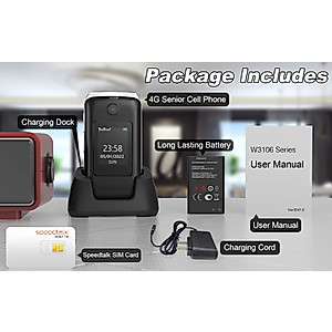 USHINING 4G Senior Flip Phone Unlocked with Speed Talk SIM Card Big Button Clear Sound Seniors Cell Phone for Elderly with Charging Dock (Black)