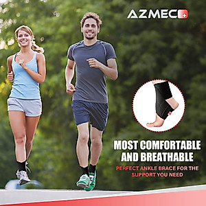 Azmec Ankle Brace for Sprained Ankle – Adjustable Ankle Wrap for Sprains, Strains, Inflammation, Swelling, Pain, Ankle Braces for Women and Men - (Large)