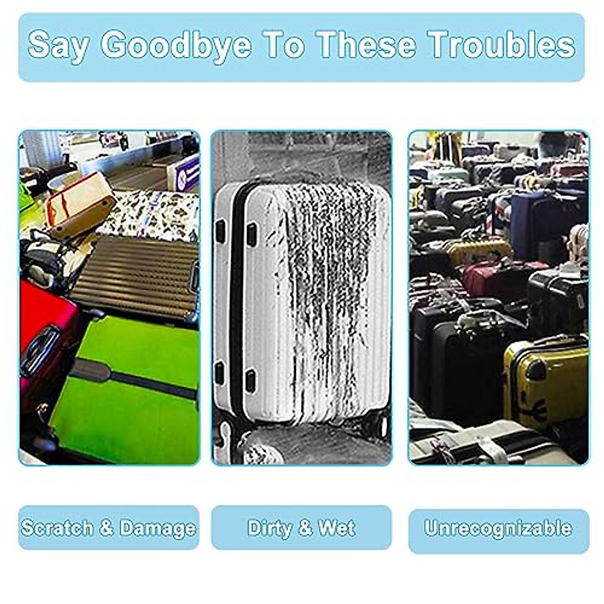 QUMENEY Clear Luggage Cover Protector Bag PVC Suitcase Cover Protectors Transparent Luggage Protector Waterproof Dustproof for Travel (20 Inch)