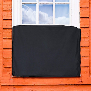 Mudder 2 Pieces Window Air Conditioner Cover Waterproof Adjustable Winter Window AC Cover Indoor Outdoor Windproof with Elastic Straps for Bottom Covered Outside Unit