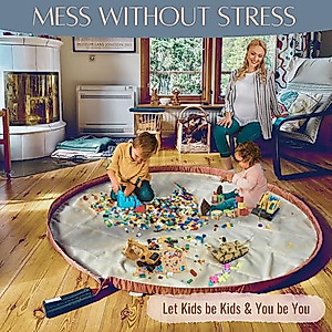 OKLEH - XL Toy Storage Play Mat - Toy Chest - Travel Pack & Play - Canvas Storage Bag Organizer - Kids Craft Organizer, Storage & Container System - Playroom - For Play with Lego, Duplo & Hot Wheels