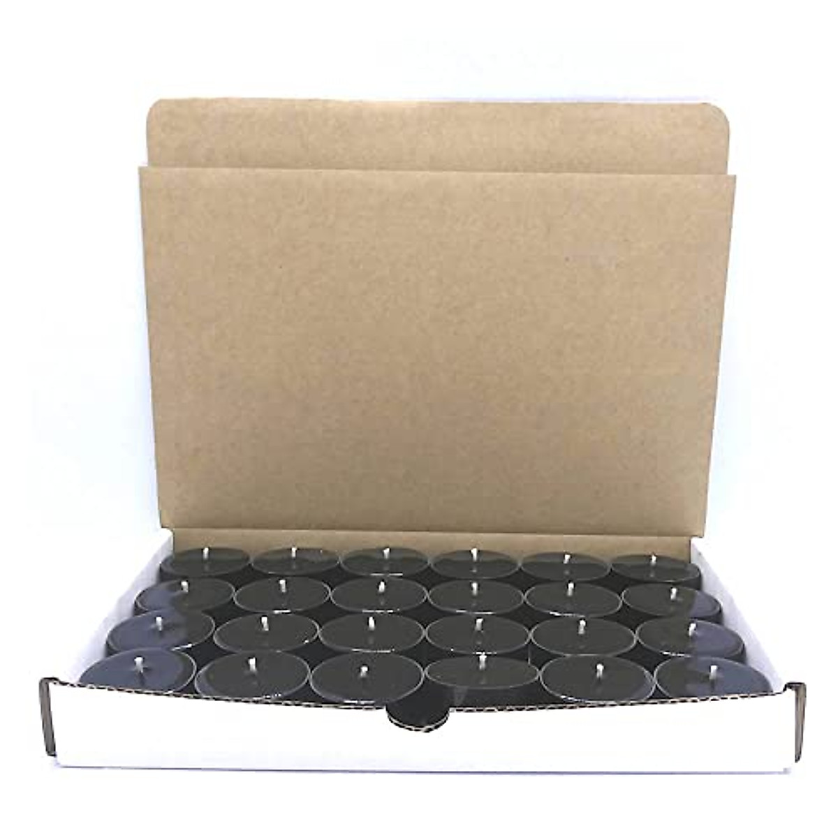 24 Pack 100% BLACK Color Unscented 8 Hour Mineral Oil Based Gel Tea Light Candles Tealights for Home, Weddings, Emergency Use and Events Made in USA By The Gel Candle Company