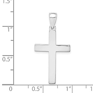 Solid 14k White Gold Cross Pendant Charm 24mm