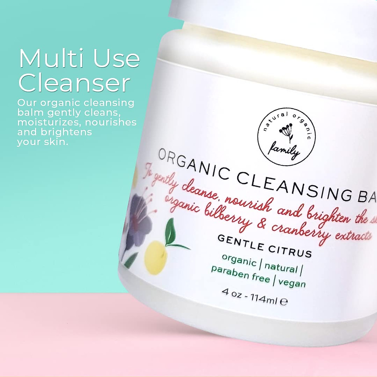 Natural Organic Hydrating Cream Cleanser | Gentle and Nourishing Organic Facial Cleanser for Women | Gently Removes Dirt and Impurities