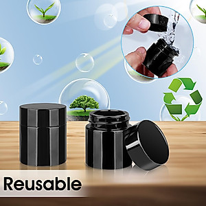 SKMZ 12PCS UV Protection Small Glass Jars With Lids Reusable 5ml Black Food Glass Bottle Mini Airtight Container For Oil Salve leaf Storage 1 Wax Carving Tools - 5g black