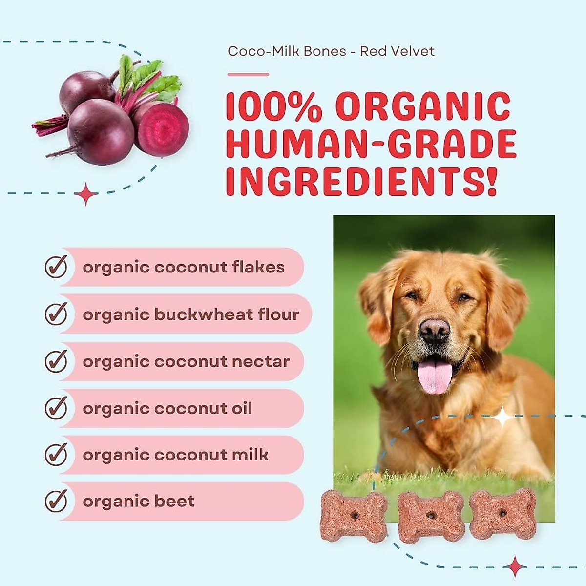 CocoTherapy Coco-Milk Bones Dog Treat (Red Velvet) 6 Oz.