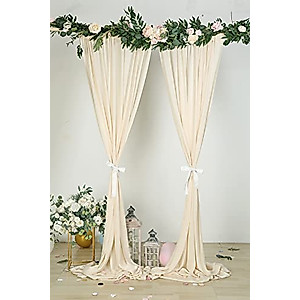 Cytdkve 2 Panels 4.8 Feet x 10 Feet Butter Cream Velvet-Like Wedding Backdrop Curtain Drapes, Silky Soft Window Curtains Panels for Wedding Ceremony Birthday Party Decorations