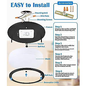 2 Pack Black Ceiling Light, 13 Inch Flush Mount LED Ceiling Light, Kids Bedroom Lighting with 5CCT(2700K/3000K/3500K/4000K/5000K Adjustable), 23W, CRI80 Eye Caring Illumination, ETL Listed