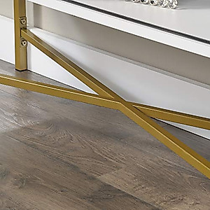 Sauder Harper Heights Accent Table, L: 43.31" x W: 13.78" x H: 29.53", White Plank Finish