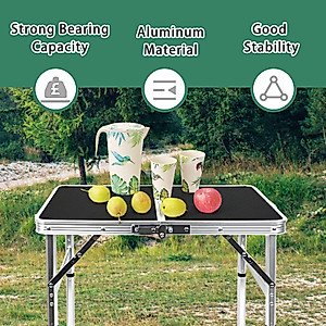 HQTrailTrekker Small Camping Table Lightweight Folding Table Height Adjustable Picnic Table Patio Table Easy Set Up Dinner Table Portable Outdoor Tables for Beach Hiking Fishing BBQ