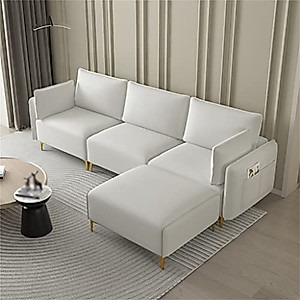 sgzyl L Shape Sectional Sofa with USB Beige Fabric