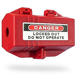 TRADESAFE Plug Lock for Lockout Tagout - 110-125 Volt Power Cord Lockout, Medium Electrical Plug Lock, Industrial Grade Electrical Plug Lockout Device, OSHA Compliant Red