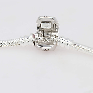 SOUKISS Charms 925 Sterling Silver Snake Chain Bracelet with 2 Stopper Beads Charms Bracelet (18 cm-7.1 inches)