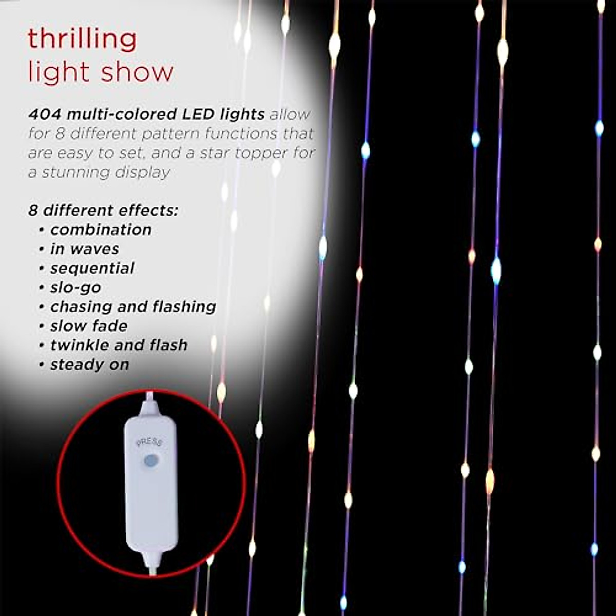 Alpine Corporation Large Tower Christmas Tree with Multi-Functional LED Lights