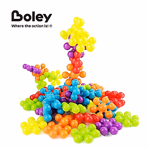 Boley 50 Piece Educational Building Block Rings - Educational Building Set for Kids, Children, Toddlers - Includes Colorful Building Pieces and Convenient, Easy Use Storage Bucket - Assorted Colors