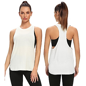 Ullnoy Workout Tank Tops for Women Crewneck Running Muscle Tanks Loose Lightweight Sleeveless Gym Yoga Sport Shirts-5 Pack Black/Light Gray/White/Purple/Blue S