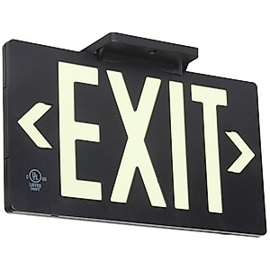 UL Listed 50 foot Jessup Glo Brite 7060-B 8.75-x-15.5-Inch Single Sided Exit Sign with Frame, Black (Mounts 4 ways, includes bracket and arrows)
