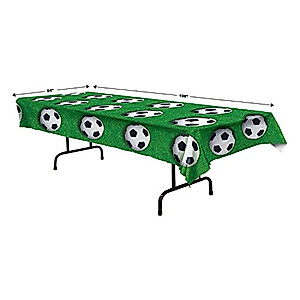 Beistle 54532 Soccer Ball Tablecover, 54 by 108-Inch, Green/White/Black