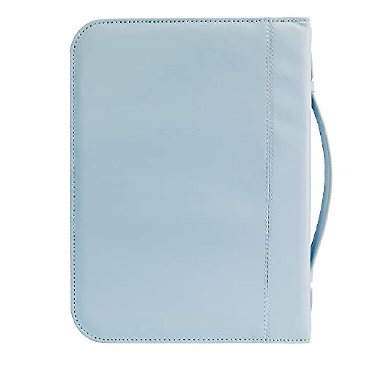 IvyRobes Zipper Bible Cover for Women Girls PU Leather, Blue Floral Pattern with Handle, Bible Bag Carrying Case Large Size