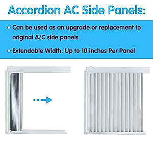 Air Jade Window Air Conditioner Side Panels with Frame, Window AC Side Panel Set for 5,000 Btu Units, Room Air Conditioner Accordion Filler Curtain Replacement Kit