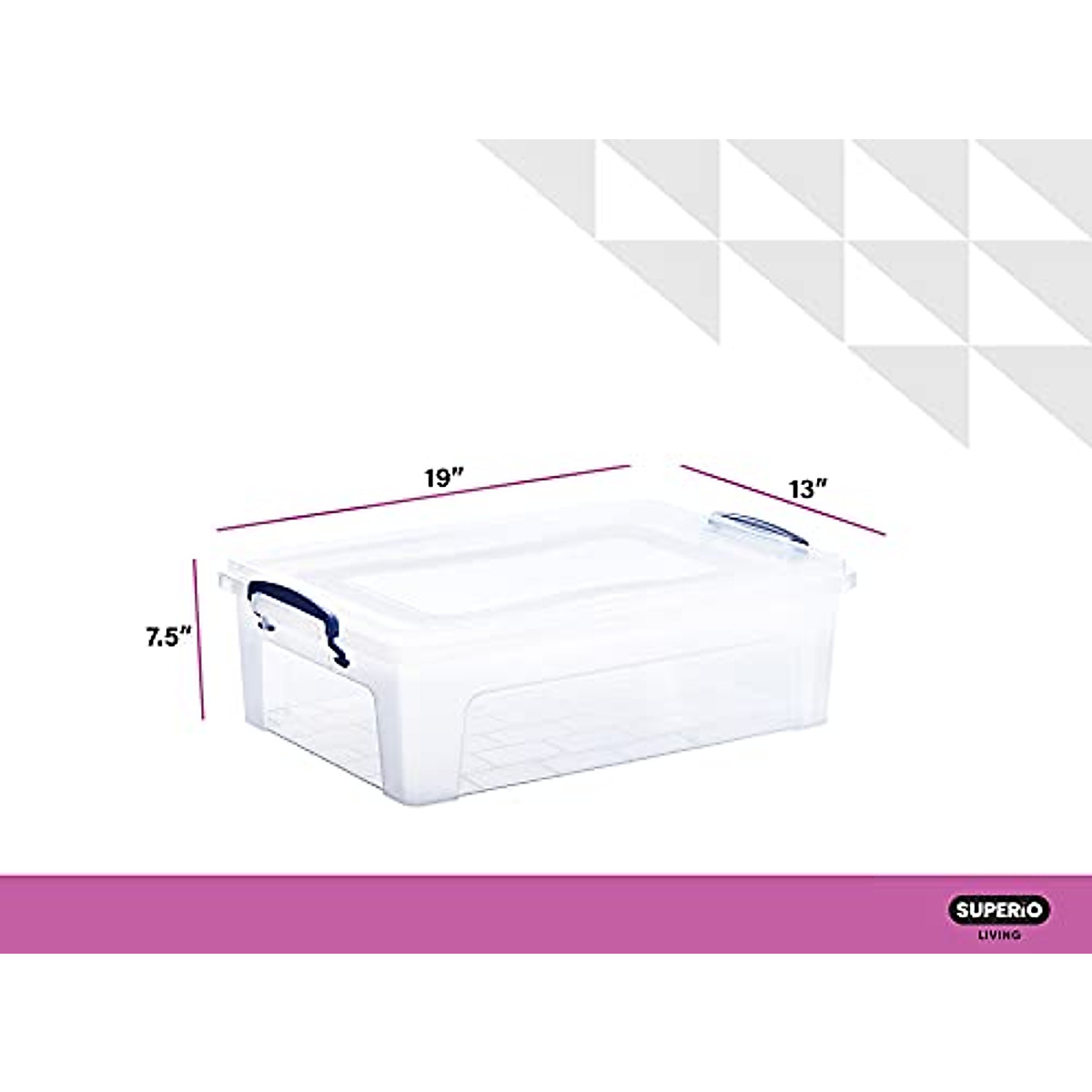 Superio 22 Qt Clear Plastic Storage Bins with Lids and Latches, Organizing Containers, Stackable Plastic Tote for Household, Garage, School, and Office, 2 Pack