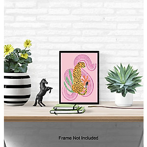 Abstract Cheetah Print Wall Art - Mid Century Modern Decor - Aesthetic Room Decor - Minimalist Wall Art - Pink Boho Wall Decor - Bohemian Wall Decor - Gallery Wall Art - Leopard Print