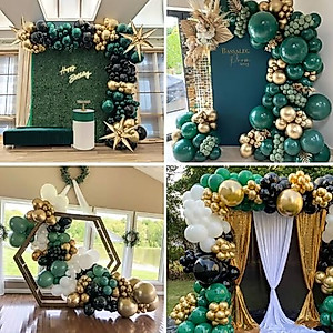 Green Black Balloon Arch Kit,Balloon Garland with Black Green Star Foil Balloons Metallic Gold Balloons for Birthday Anniversary Graduation Wedding New Year Party Decoration