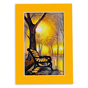 12x18 Mat Bevel Cut for 11x17 Photos - Acid Free Golden Orange Precut Matboard with Backing Board and Crystal Clear, Self Seal Photo Mat Bag - for Pictures, Photos, Framing - 4-ply Thickness