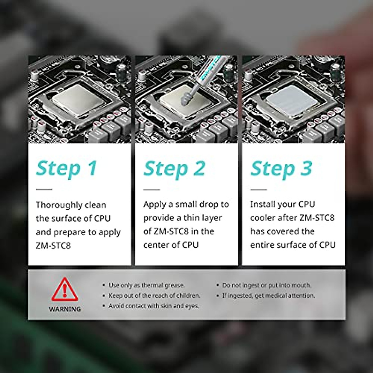 Zalman STC8 Thermal Paste, 1.5g Premium CPU Thermal Compound for All Processors, Heatsink, IC, Computer Processor, Cooler, GPU, Superconducting High Viscosity, 8.3 W/m-k, 350-480 Pa.s (ZM-STC8)