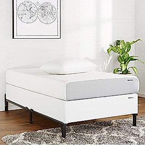 Amazon Basics Metal Bed Frame, 6-Leg Base for Box Spring and Mattress, Twin, Tool-Free Easy Assembly, Black, 74.5" L x 38.5" W x 7" H