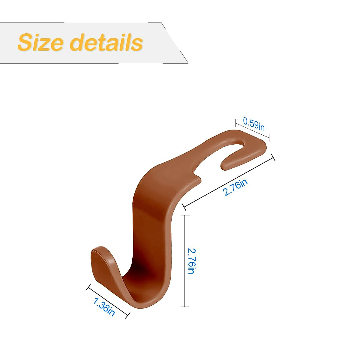 Osilly Car Seat Headrest Hook, 4 Pack Auto Seat Hanger Storage Organizer for Purse Handbag Coats Grocery Bags, Automotive Interior Accessories, Universal Vehicle Backseat Hanging Hook (Brown)