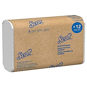Scott® Multifold Paper Towels (03650), with Absorbency Pockets™, 9.2" x 9.4" sheets, White, Compact Case for Easy Storage, (250 Sheets/Pack, 12 Packs/Case, 3,000 Sheets/Case)