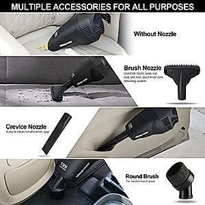 Shop-Vac Cordless Handheld Vacuum Cleaner, 12V 85W Portable Powerful Suction Commercial Grade Vacuum with Attachments, Rechargeable 2600mAH Li-ion Battery, Suitable for Home, Garage. Grey&Black