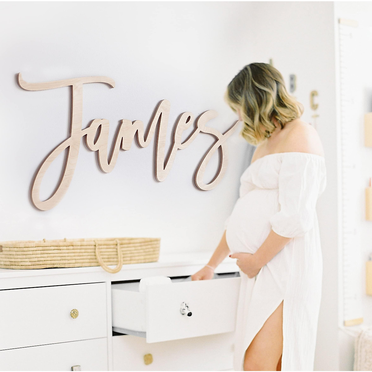 Custom Wood Name Sign for Nursery or Kids Room | Instant Font Preview + Multiple Styles Available Unpainted, Painted, or Stained | Personalized Baby Gift (Unpainted Quick Ship Name Sign)