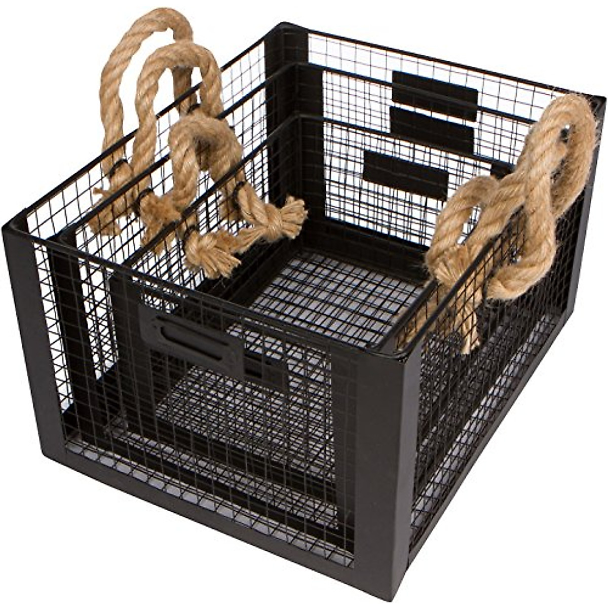 Wire Metal Storage Home Décor Baskets with Rope Handles - Set of 3 by Trademark Innovations