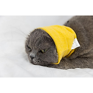 DDFS Cat Hematoma Ear Wrap,Cat No Flap Ear Wrap Anxiety & Stress Relief - No Flap Ear Wrap for Cats Yellow S