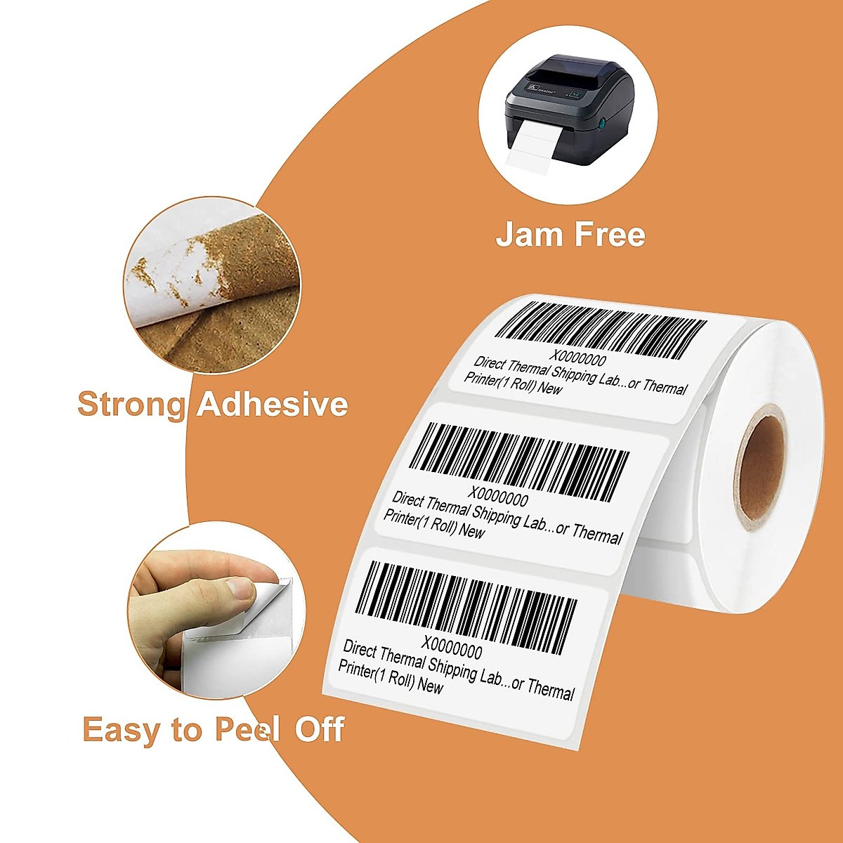 Tapsin 2" X 1” Direct Thermal Labels - Address Labels Compatible with Roll & Zebra Desktop Label Printers for Shipping Address Mailing Barcode Labels (1000 Labels/Roll, 1 Roll)