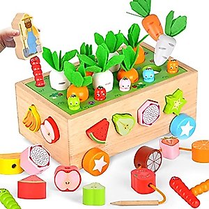 JUZBOT Montessori Toys Wooden Educational Learning Toys for 1 2 3 4 Year Old, Toddler Boy Girl Toy Gift Wood Preschool Fine Motor Skills Learning Games