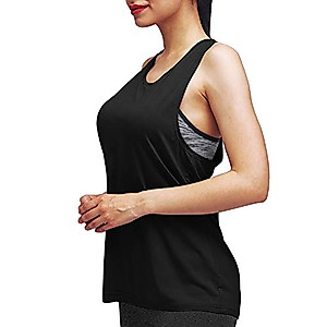 Mippo Womens Workout Tops Yoga Tops Gym Tennis Shirts Athletic Wear Womens Activewear Tops Athletic Clothing Long Workout Racerback Tank Tops for Women Black S
