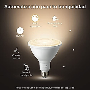 Philips Hue White Outdoor PAR38 13W Smart Bulbs (Philips Hue Hub required), 2 White PAR38 LED Smart Bulbs, Works with Alexa, Apple HomeKit and Google Assistant