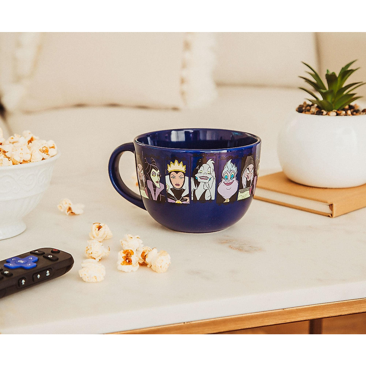 Disney Villains Close-Up Panels Ceramic Soup Mug | Bowl For Ice Cream, Cereal, Oatmeal | Large Coffee Cup For Espresso, Caffeine, Beverages | Halloween Gifts and Collectibles | Holds 24 Ounces