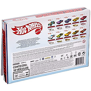 ​Hot Wheels Flying Customs 10-Pack of 1:64 Scale Throwback Vehicles with Retro-Style Package, Gift for Collectors & Kids 3 Years Old & Up
