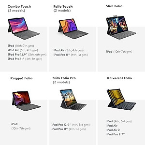 Logitech Combo Touch iPad Pro 11-inch (1st, 2nd, 3rd, 4th gen - 2018, 2020, 2021, 2022) Keyboard Case - Detachable Backlit Keyboard, Click-Anywhere Trackpad - Oxford Gray; USA Layout