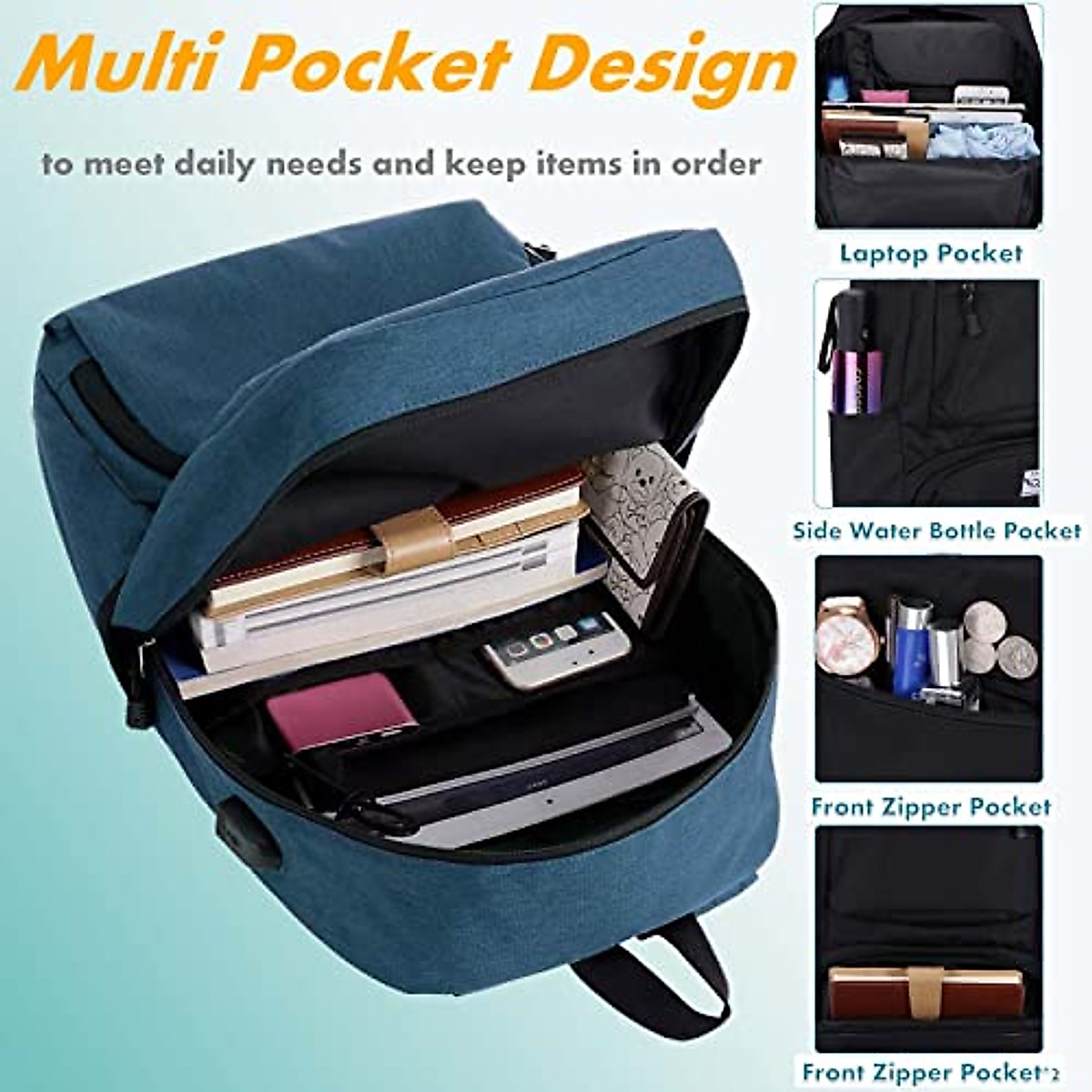 SMITH SURSEE Travel Laptop Backpack 15.6 Inch Business Anti Theft Slim Durable Laptops Backpack with USB Charging Port Water Resistant College School Computer Bag Gifts for Men & Women