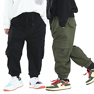 MINI PANDA Toddler Pants, Black Pants Toddler Boys or Girls, Little Boy Pants 2-Pieces (3T, Black,Green)