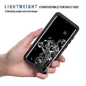 Lanhiem Samsung Galaxy S20 Ultra Case, IP68 Waterproof Dustproof Shockproof Case with Built-in Screen Protector, Heavy Duty Full Body Protective Cover for Galaxy S20 Ultra 5G 6.9 Inch, Black/Clear